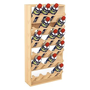 jxgzyy 6 Tier 24 Can Spray Paint or Lube Can Wall Mount Storage Holder Rack Lube Holder Organization Storage Rack Wood Shelf Case Organizer, 14.2" L x 5" W x 30" H
