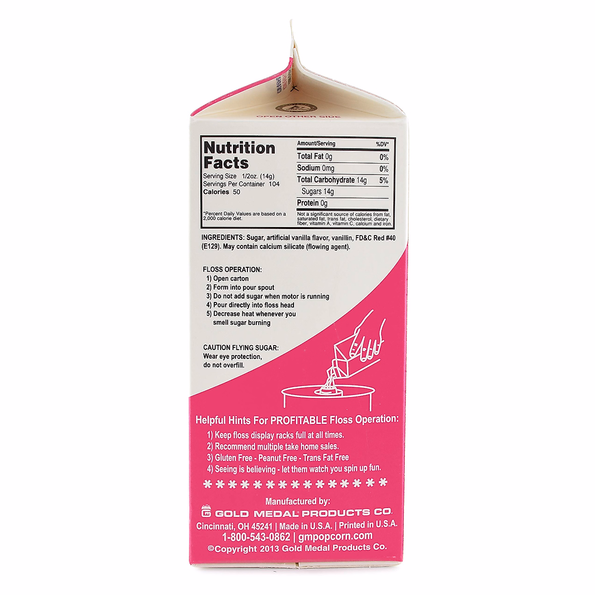 Bubble Gum Flossugar, 6-1/2 Gallon Cartons / Case