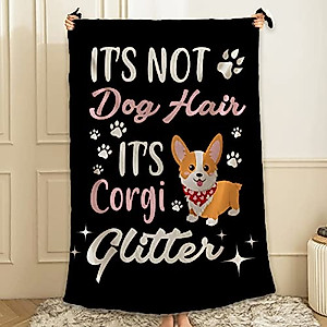 ARTBLANKET It's Not Dog Hair It's Corgi Glitter Throw Blanket Fannel Fleece Super Soft Funny Blanket Travel Throw Blanket for Bed Couch Sofa 40 x 30 Inch for Baby