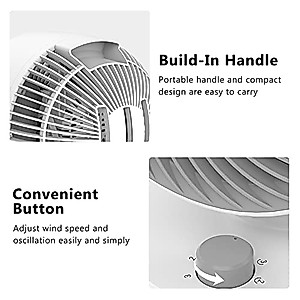 LifePlus Air Conditioner Fan, 90° Tilt & 52° Oscillating Fan with 3 Wind Speeds, 8 Inch Quiet Air Circulator Fan Powerful Airflow, Portable Personal Fan for Room Office Dorm