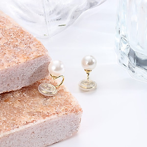 HAIAISO Copper Clip On Earrings, Simulated Freshwater Pearl Earrings for Women, Non-Pierced, 8MM, 10MM, 12MM