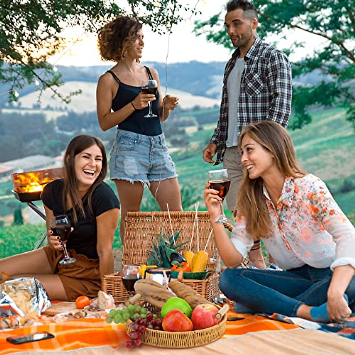 5 Pcs Boho Farmhouse Coffee Table Decor Set 1 Coffee Table Decorative Tray 11 Inch Wicker Serving Tray with Handles Round Rattan Tray Basket 2 Wood Bead Garland with Tassels 2 Rattan Coasters for Home