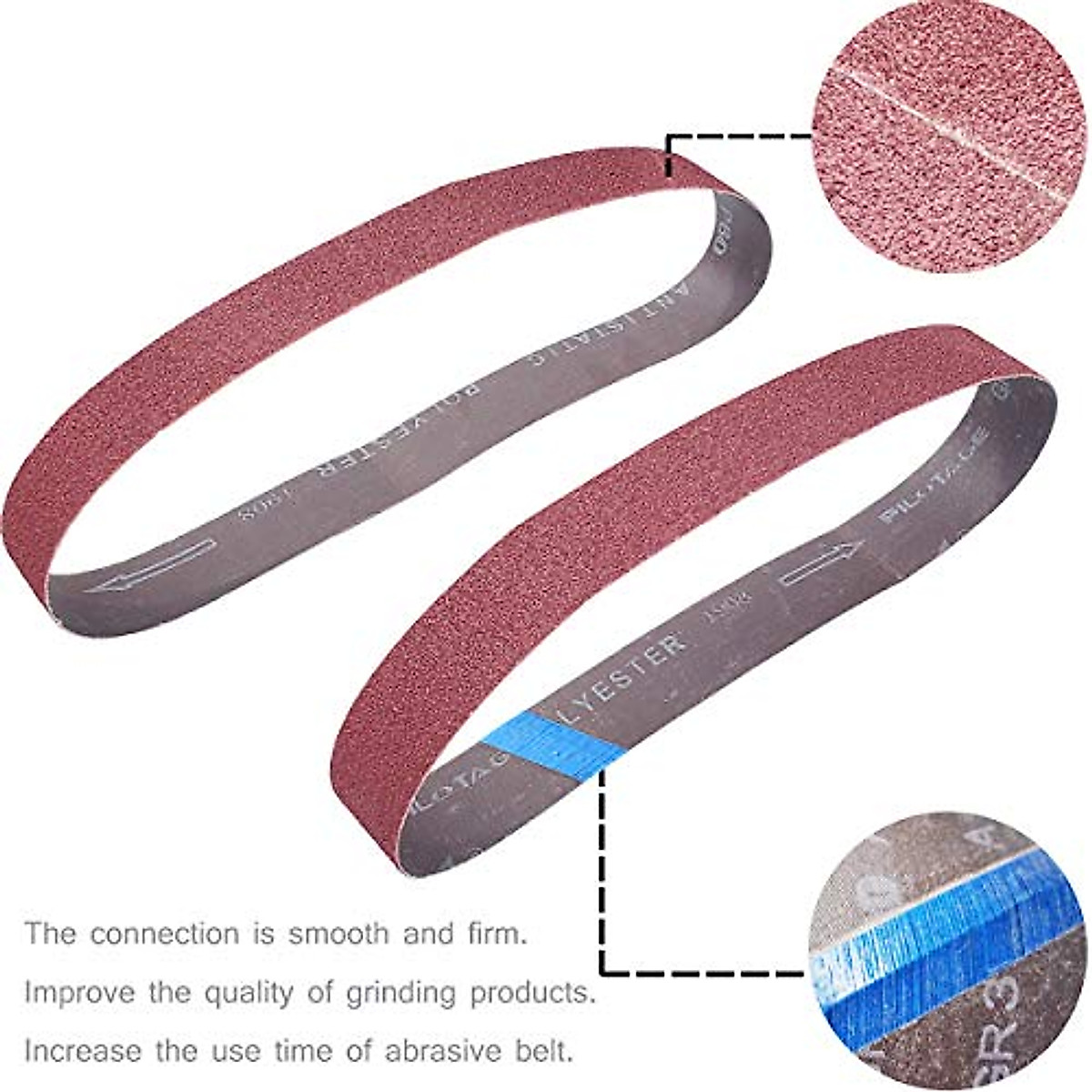 Sackorange 18 Pack 1-1/2 x 30 Inch Sanding Belts For Pipe Tube Polisher Sander- 3 Each of 60 80 120 150 240 400 Grit Aluminum Oxide Sander Belts (1-1/2" x 30")