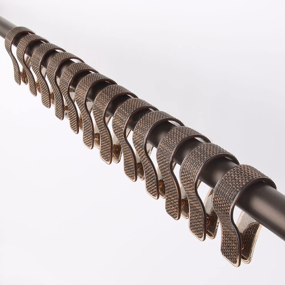 mDesign Modern Textured Plastic Bathroom Shower Curtain Liner Hook Rings, Easy Glide, Clips Over The Shower Rod, Snaps Securely - 12 Pack - Bronze/Sand Brown