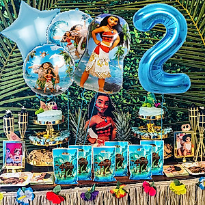 5PCS Moana Foil Balloons, Moana Party Supplies 2th Birthday Balloons, Birthday Party Baby Shower Party Decorations (2th)