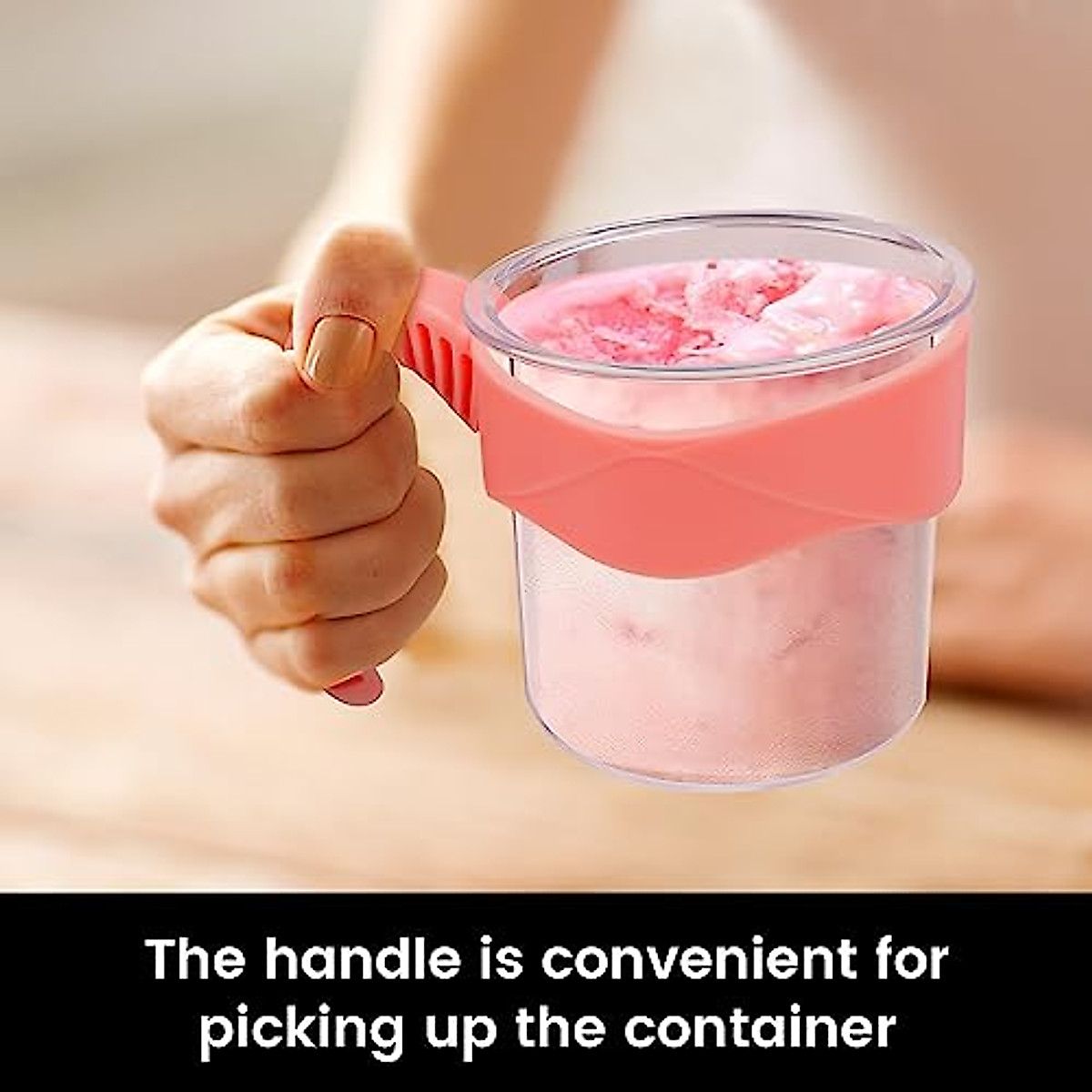 Kusamue Creami Pint Containers and Lids - 4 pack with Handle Replacement for Ninja Creami NC301 NC300 NC299AMZ NC300s CN305A CN301CO C3201 Deluxe All Series, 16oz Cups Ice Cream Makers Kitchen