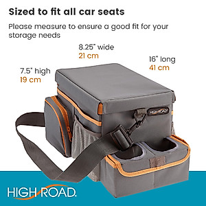 High Road CarHop Car Seat Organizer - Back Seat Organizer for Kids or Front Seat Organizer for Drivers with Cup Holders, Tray Top, Side Pockets and Soft Cooler or Storage Compartment
