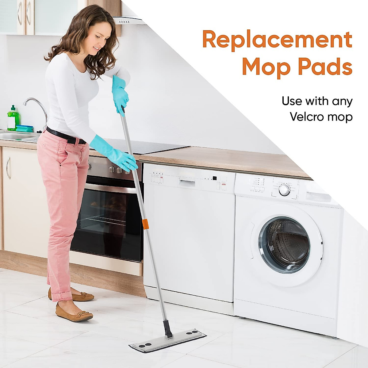 Superio Microfiber Mop Pads, Refill Miracle Mop, Microfiber Mop Replacement Head with Velcro, 16 Inch Mop Refill for Flat, Spray Mop Set -3 Pack- Grey