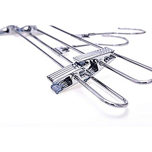 Quality Skirt Pants Trouser Hangers, 8-Pack Heavy Duty Metal Swivel Hook, Adjustable Clips, Jeans, Bottoms (Chrome, 8)