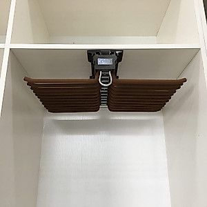 MYOYAY Pull Out Trousers Rack 22 Arms Steel Pull Out Pants Rack Pants Hanger Bar Clothes Organizers for Closet for Space Saving and Storage Maximum Load 33lbs Beige 23.4x18x5.7inch