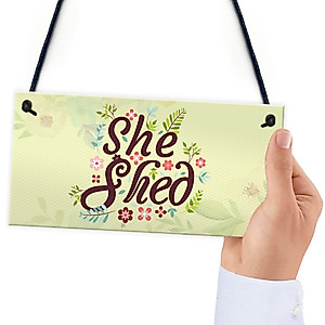 XLD Store She Shed Garden Sign Gift for Her Woman Cave Mum Sister Friendship Home Plaque