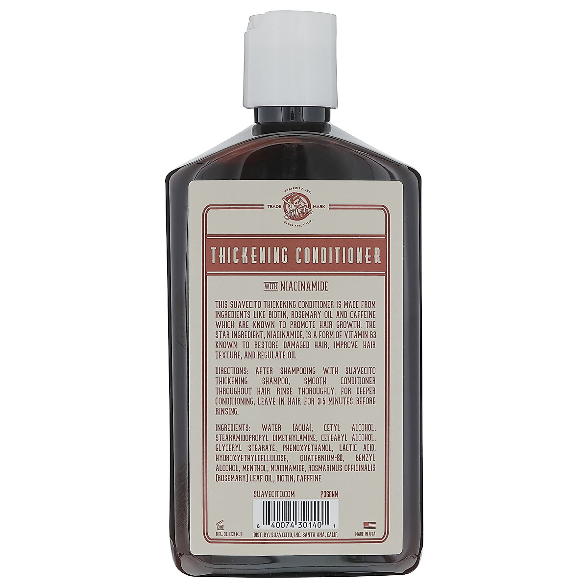 Suavecito Hair Thickening Conditioner With Niacinamide For Thinning Hair - Biotin Conditioner With Caffeine - Repairs Damaged Hair & Fights Hair Loss