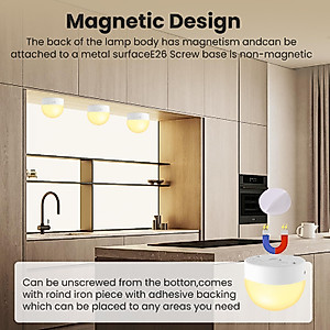 gernehop Rechargeable Light Bulbs with Remote Control, Battery Operated Light Bulb for Sconce and Lamp, 3 Color Temperature Dimmable E26 Wireless Detachable LED Charging Bulb,2 Pack