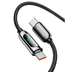 Baseus USB C Cable, [2-Pack 6.6ft+6.6ft] 100W PD 5A QC 4.0 Fast Charging USB C to USB C Cable, Zinc Alloy Nylon Braided Type C Cable for Samsung S21 S20 Note 20 iPad Pro MacBook Pro Google Pixel etc
