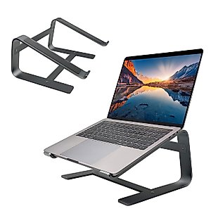 Macally Aluminum Laptop Stand for Desk - Works with all Macbook /Pro/Air & Laptops between 10” to 17.3” - Sleek and Sturdy Laptop Riser - (ASTANDSG), Space Gray