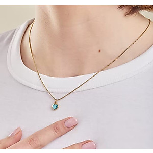 Alex and Ani Birthstones Adjustable Necklace for Women, March, Blue Aquamarine Crystal Infusion Heart Pendant, Shiny Gold Finish, 16.5 to 18.5 in