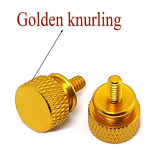 10pcs #6-32x6mm Desktop Computer PC Case Chassis Thumb Screws M3.5 Tool-Less Adjustment Colorful Aluminum Alloy Knurled Thumbscrew Gold