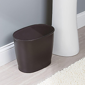 iDesign Kent Oval Waste Can, Trash Can for Bathroom, Bedroom, Office - Bronze,12" x 8" x 10"