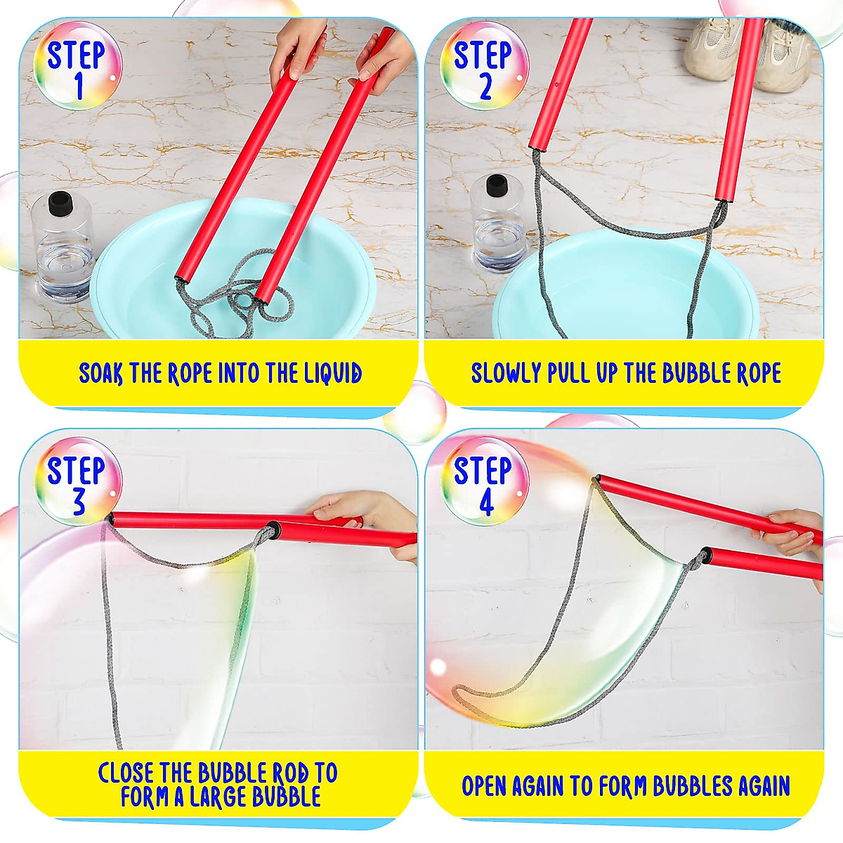 FairySandy 8 Pieces Giant Bubble Wands Big Bubble Wands for Kids Outdoors Bubble Toy for Birthday, Outdoor Activities, Party Favors, Giant Bubble Solution Not Included (Red)