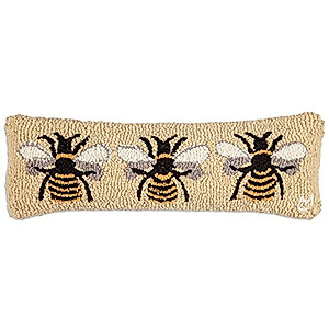 Chandler 4 Corners Artist-Designed Bumblebee Hand-Hooked Wool Decorative Throw Pillow (8” x 24”) Farm & Garden Pillow for Couches & Beds - Low Maintenance - Queen Bee, Honey Bee Lumbar Pillow