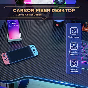 PayLessHere 47 Inch Computer Desk Gaming Desk T-Shape Office Desk Large Modern Ergonomic Racing Style Table Gaming Workstation for Home Office with Cup Holder Headphone Hook