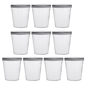 uxcell Measuring Cup 30ml Plastic Graduated Beaker Transparent with Lid for Lab Kitchen liquids 10pcs