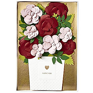 Hallmark Signature Paper Craft Flowers Displayable Bouquet Anniversary Card, Valentines Day Card, Love Card (I Love You)