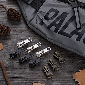 24 Pieces Black Bronze and Silver Zipper Sliders Zipper Pull Replacement with Zipper Slider Repair Kits for Metal Plastic Nylon Coil Jacket Zippers Supplies