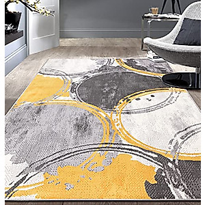 Rugshop Evora Contemporary Modern Circles Area Rug 7'10" x 10' Yellow