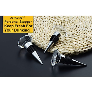 JETKONG 3 Pcs Wine Stoppers Crystal Wine and Beverage Bottle Stopper Diamond Decorative Wine Bottle Stopper (Crystal)