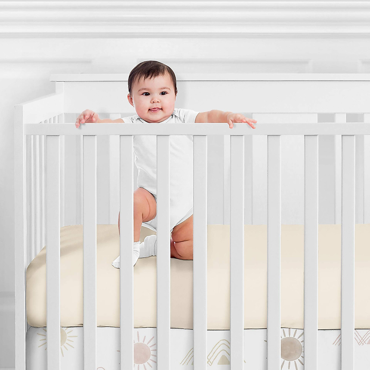 Sweet Jojo Designs Gold Girl or Boy Fitted Crib Sheet Baby or Toddler Bed Nursery - Solid Color Yellow Gender Neutral Cotton for Boho Desert Sun Mountain Collection