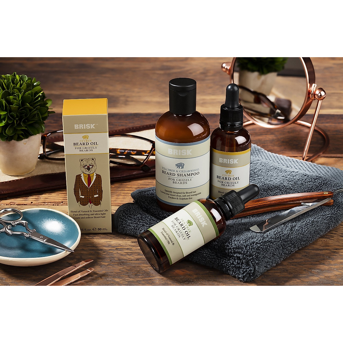 Brisk Beard Grooming Oil Liquid, Citrus for Beard Hair, 1.7 Oz