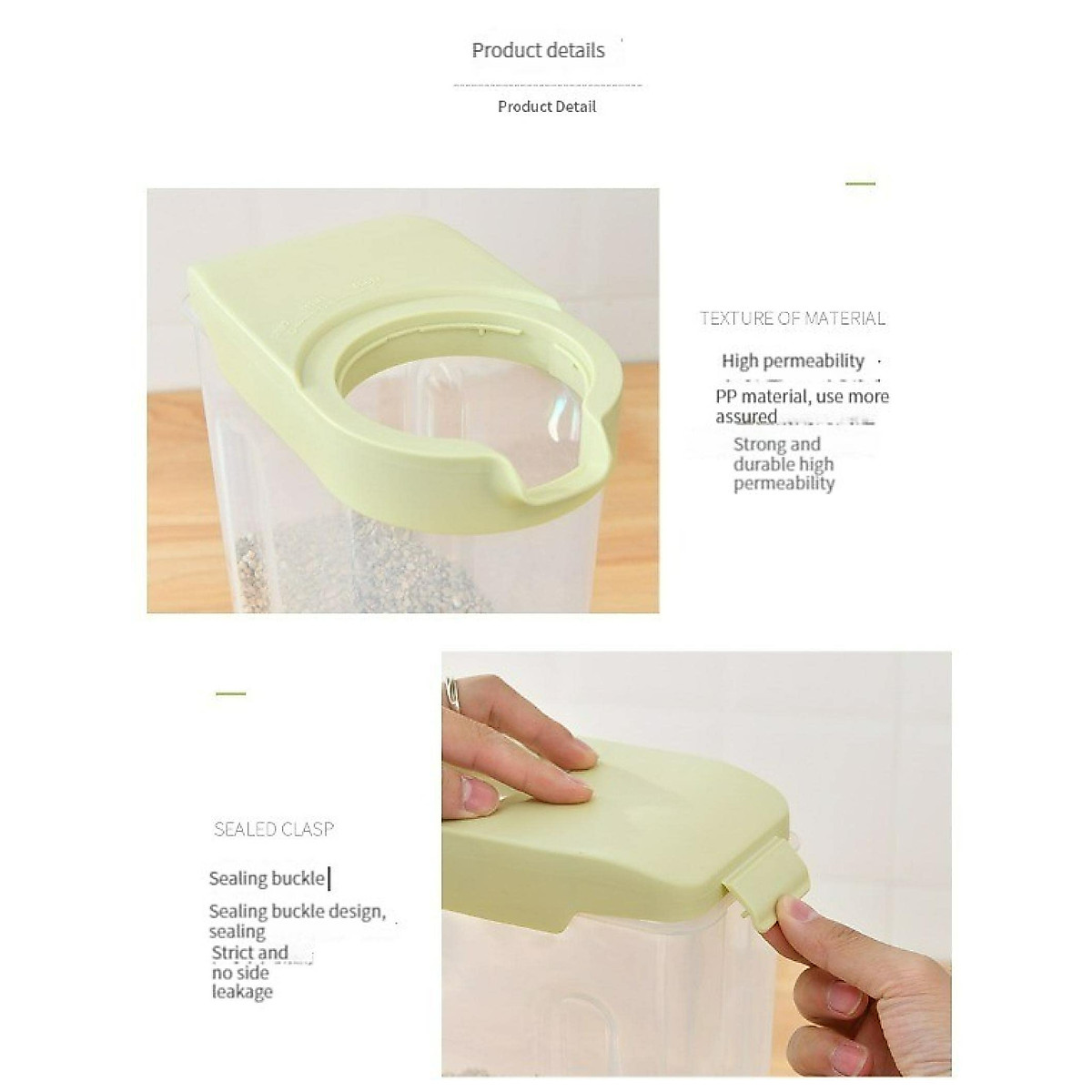 DUKUL Food Storage Containers with, Kitchen Household Rice Bucket Sealed cans for Pasta, Pasta, Dry Food, Flour and Sugar, Plastic Jars for Food Pantry Organization and Storage Pink+Green