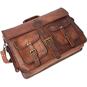 cuero DHK 14 Inch Vintage Handmade Leather Messenger Bag for Laptop Briefcase Best Computer Satchel Distressed Bag