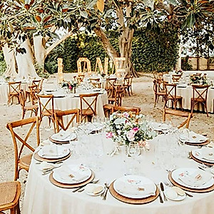 MTREO 5 Pack Round Tablecloth 90 Inch Polyester Round Table Cloths White Wrinkle Resistant Washable Polyester Table Cloth Decorative Fabric Table Cover for Wedding Party Restaurant Buffet Table