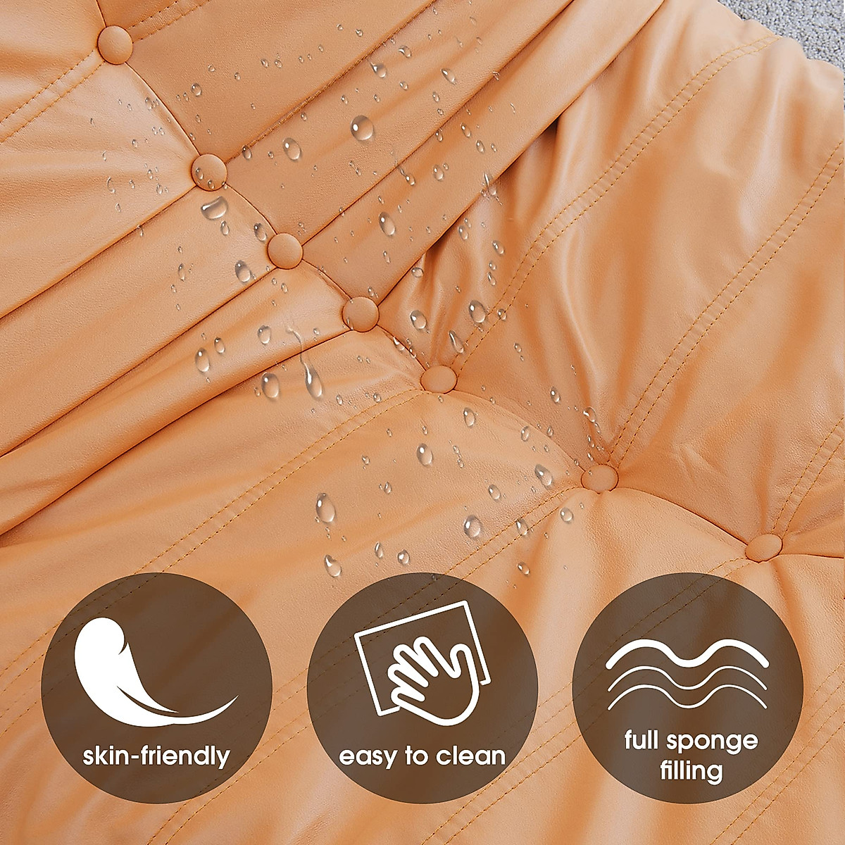 FIQHOME, Comfy Oversized Lazy, Modern Armless Lounge Chair with Backrest Retro Single-Seat,100% Sponge-Filled Sofa for Living Room,Bedroom,Salon,Office,Orange