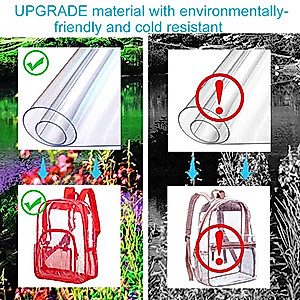 Clear Backpack, Transparent Bookbag Heavy Duty See Through Backpacks for Men - Red