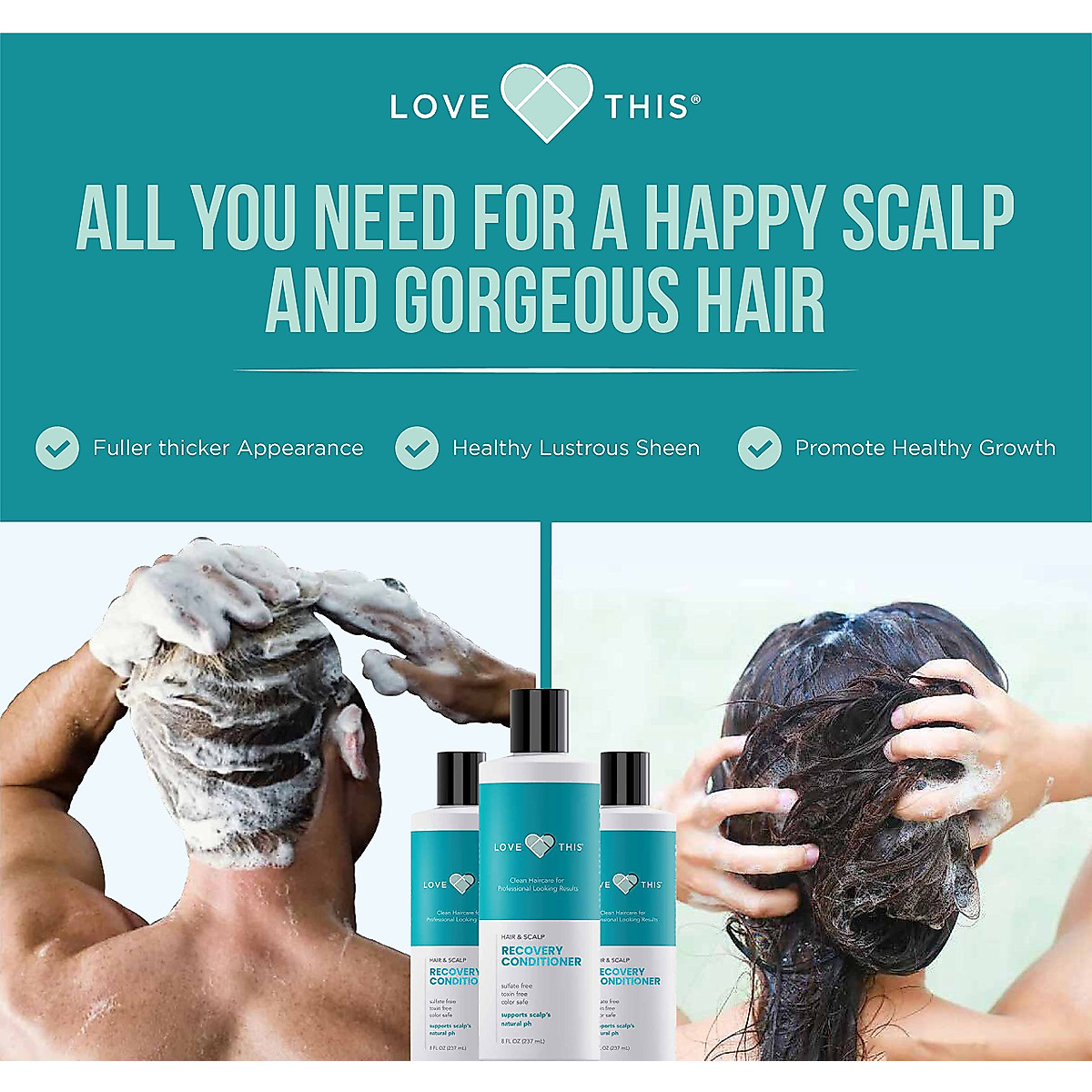 Love This Hair Conditioner for Men & Women - Natural Regrowth | Thinning Anti Hair Loss Treatment for All Hair Types | Moisturizing Shea Butter, Keratin, Argan, Biotin & Zinc - Sulfate Free, 32 Oz