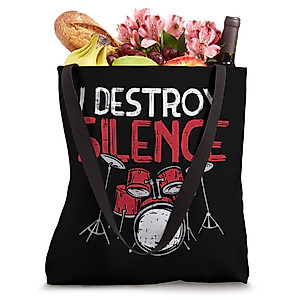 I Destroy Silence Drums Drumming Drummer Percussionist Gift Tote Bag