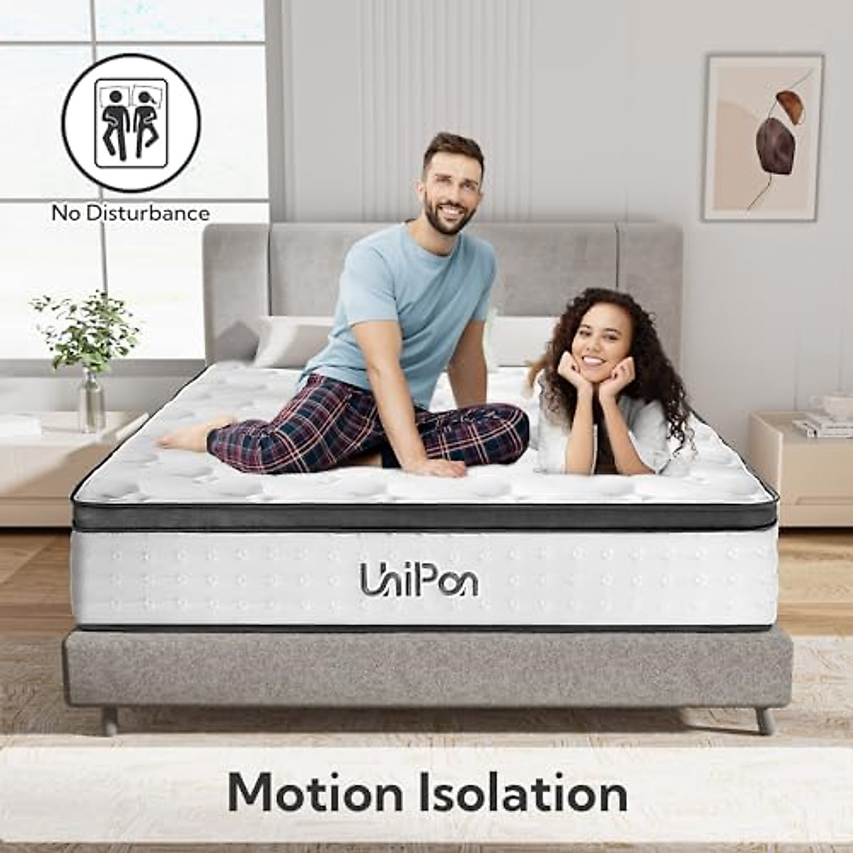 UniPon 10 Inch Hybrid Mattress Full, Spring Mattress with Gel Memory Foam, Medium Firm Mattress, Supportive Individually Pocket Spring Mattress, Bed in a Box, Pressure Relief