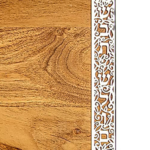 Yair Emanuel Wooden Challah Bread Cutting Board for Shabbat and Yom Tov | Filigree Accent Decoration (CBT-1)