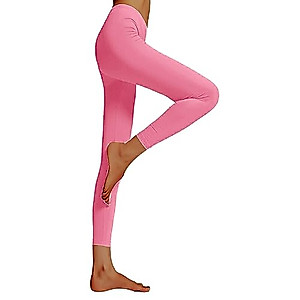 Leggings for Women Stretchy Thermal Leggings Fleece Lined Leggings Butt Lifting Workout Tights Winter Thick Yoga Trousers Hot Pink
