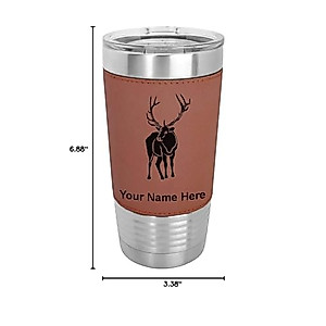 LaserGram 20oz Vacuum Insulated Tumbler Mug, Elk, Personalized Engraving Included (Faux Leather, Dark Brown)
