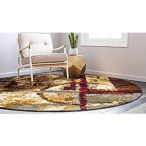 Unique Loom Barista Collection Area Rug - Catuai (8' Round, Multi/ Brown)