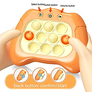 AIQI 2024 LED Push Game Fidget Toy with Music,Four Modes and Electronic Speed Push Game for Stress Relief and Brain Exercise,Ideal for Adults, Boys and Girls [Orange]