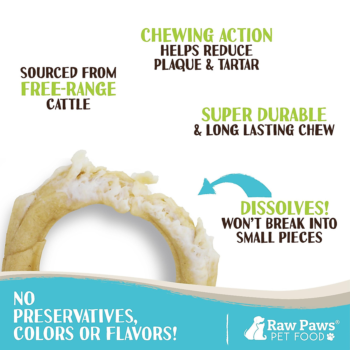 Raw Paws Compressed Rawhide Rings for Dogs, 6-inch, 5-Count - Packed in The USA - Rawhide Ring for Dogs - Digestible Rawhide Donuts - Natural Hide Dogs Chews - Natural Puppy Teething Rings
