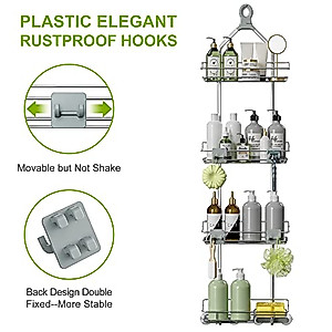 Thideewiz 4 Tier Silver Hanging Shower Caddy Over Shower Head