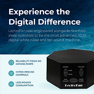 LectroFan High Fidelity White Noise Machine with 20 Unique Non-Looping Fan and White Noise Sounds and Sleep Timer