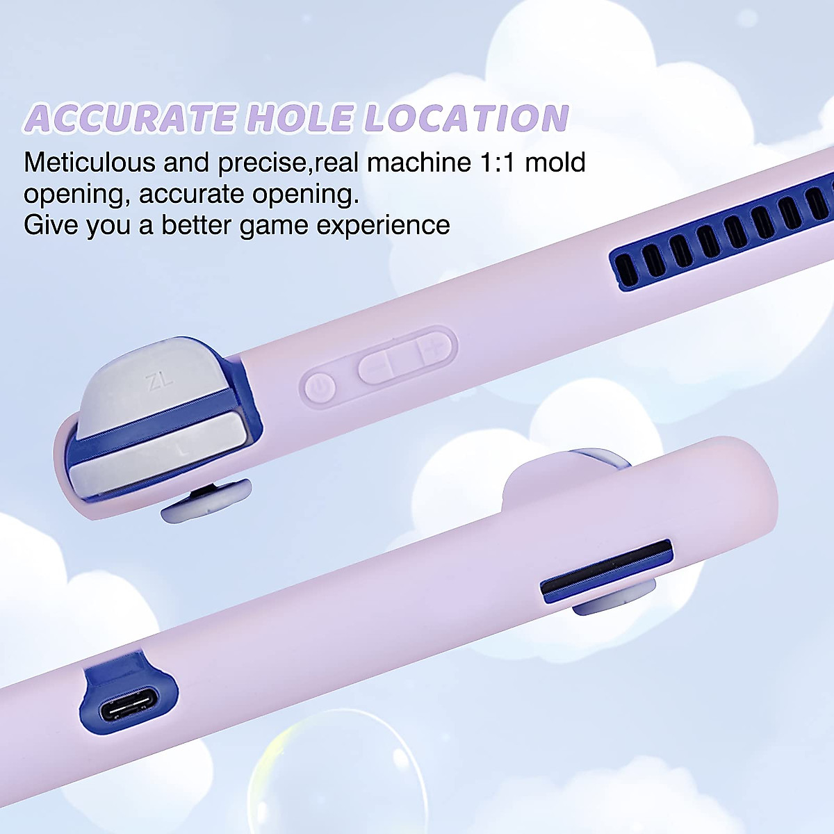 DLseego Protective Case Design for Switch Lite, TPU Cover Case Cute Rabbit Animal Pattern Shock-Absorption Design Hard Cover with 2 pcs Thumb Grips - Purple Rabbit