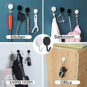 MOROBOR Self Adhesive Hooks, 20pcs Heavy Duty Plastic Hooks Wall Key Hook Holders Stocking Holder for Home Kitchen Bathroom Office Door (Black）